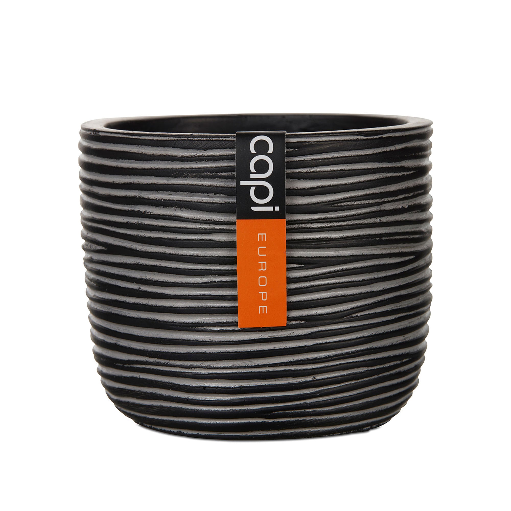 Buy Capi flower pot Nature Rib pot ball round black — indoor pot ...