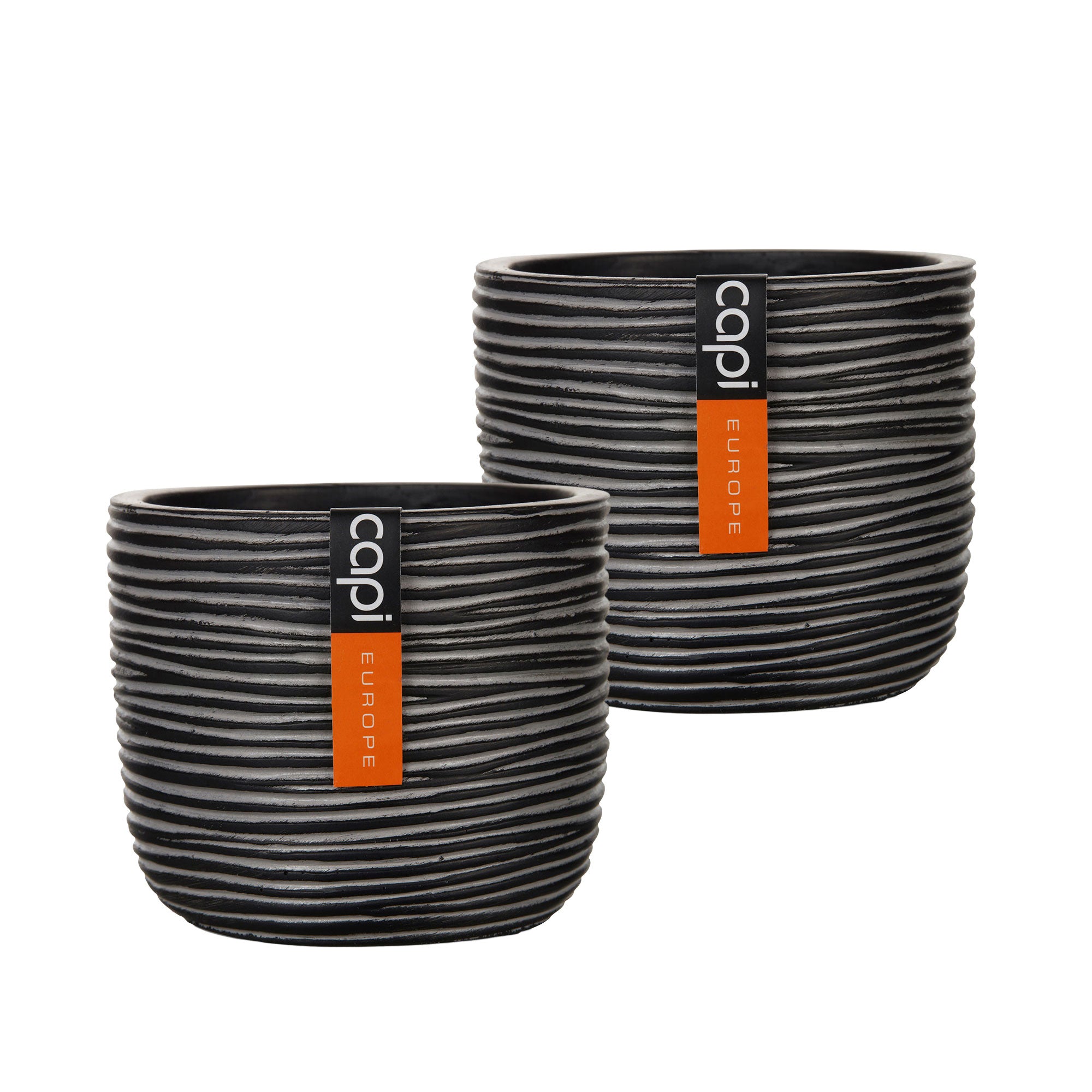 Buy Capi flower pot Nature Rib pot ball round black — indoor pot ...