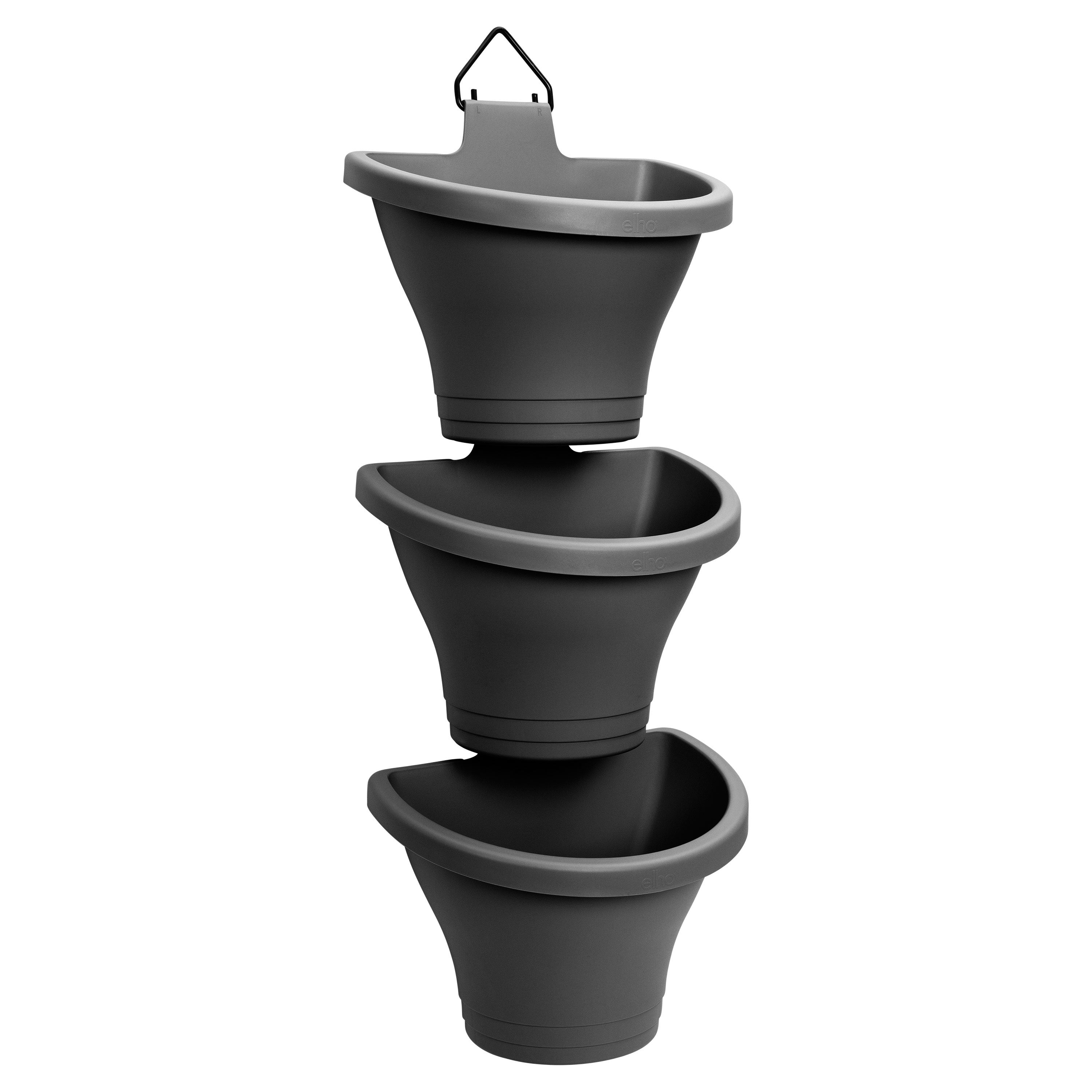 Buy 3x Elho Flower pot Corsica Vertical forest round anthracite ...