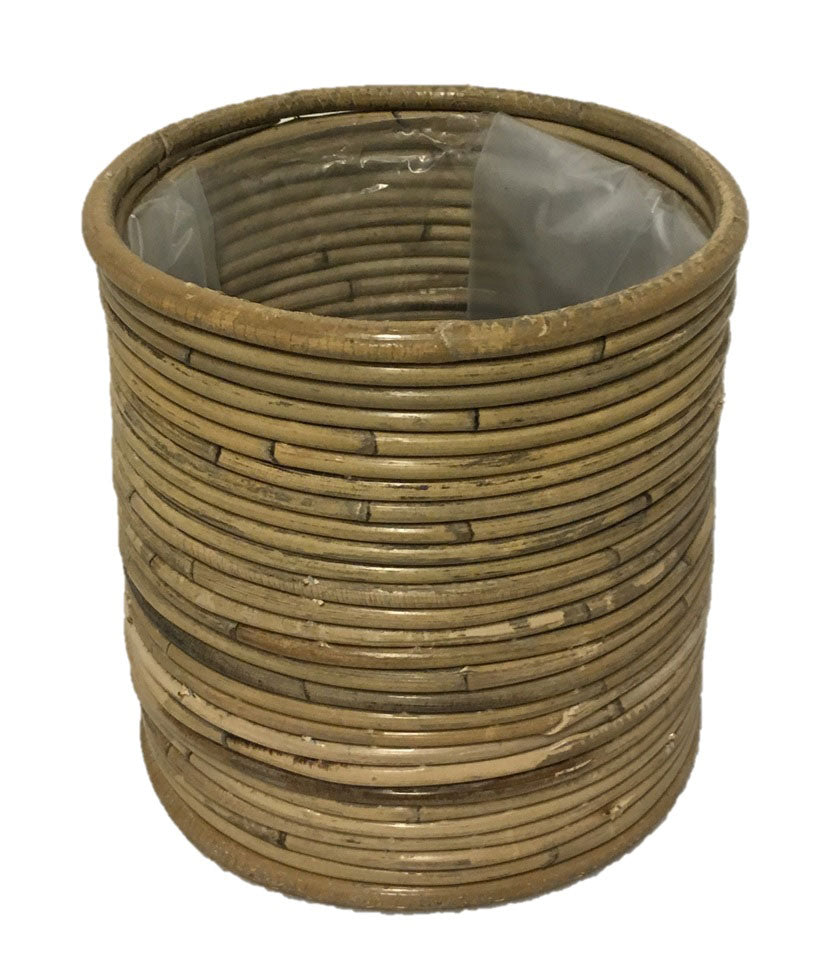 Buy Striped rattan flower pot round grey - Indoor and outdoor pot ...