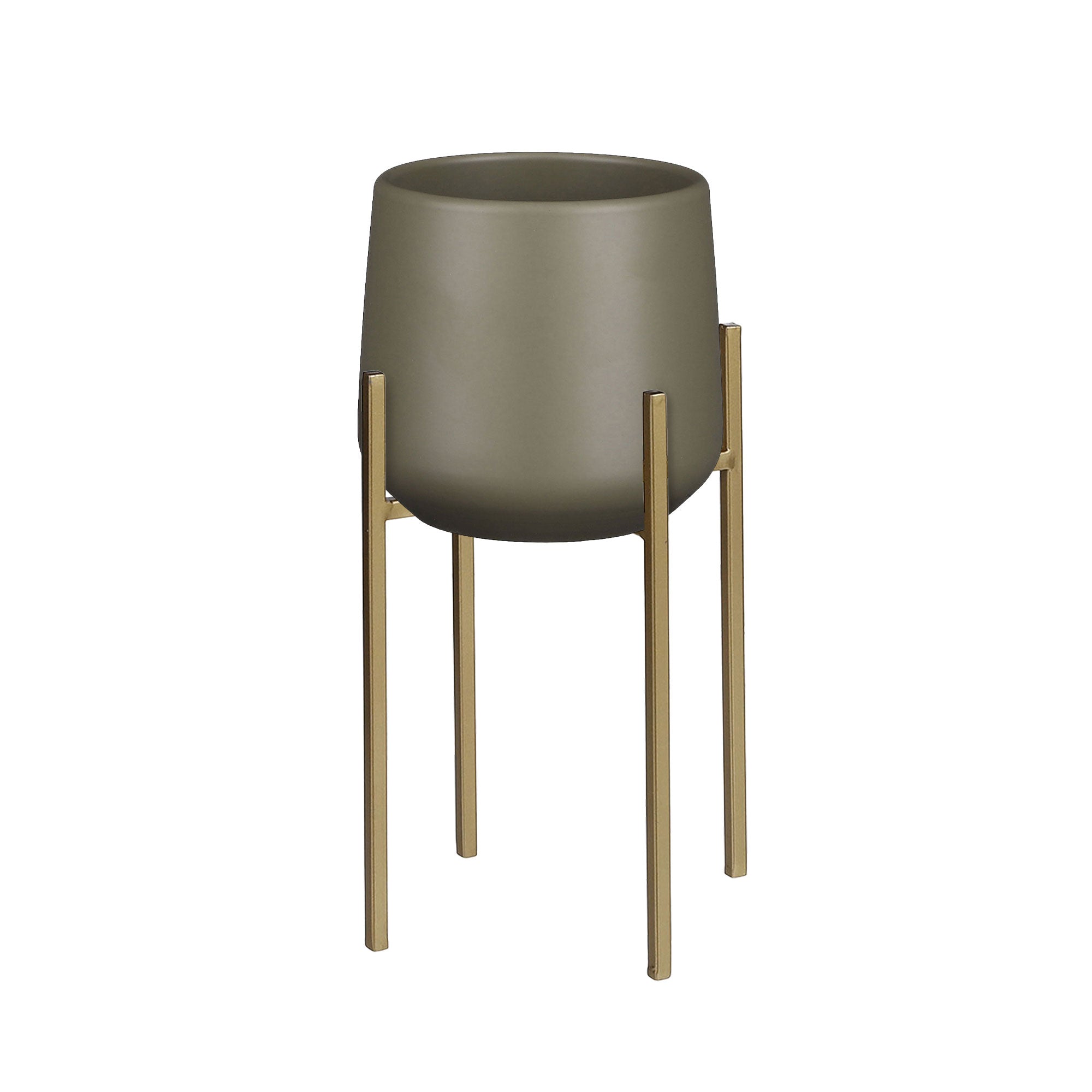 Buy Mica flower pot Amber round green with plant stand - Indoor pot ...