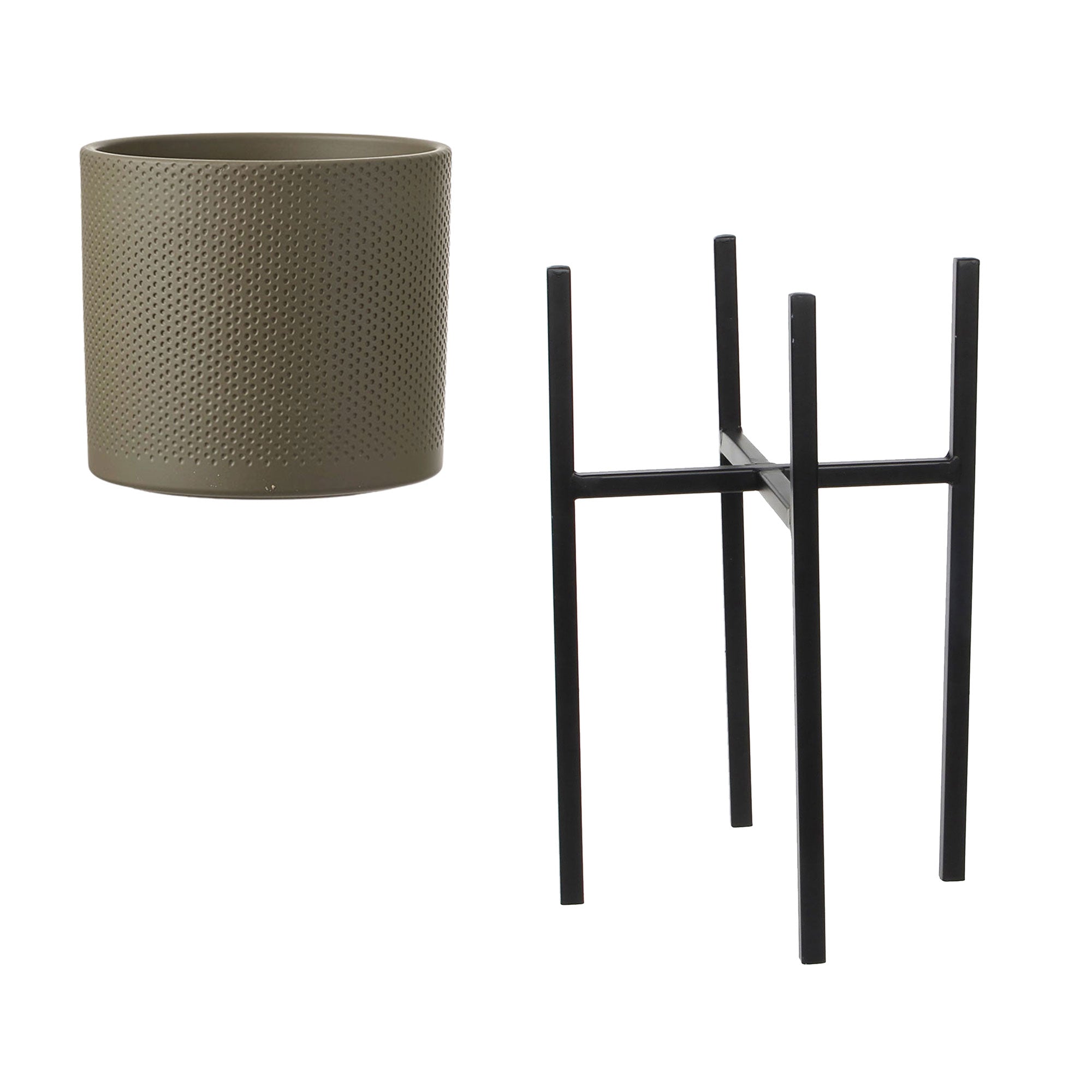 Buy Mica flower pot Era round green with plant stand - Indoor pot ...