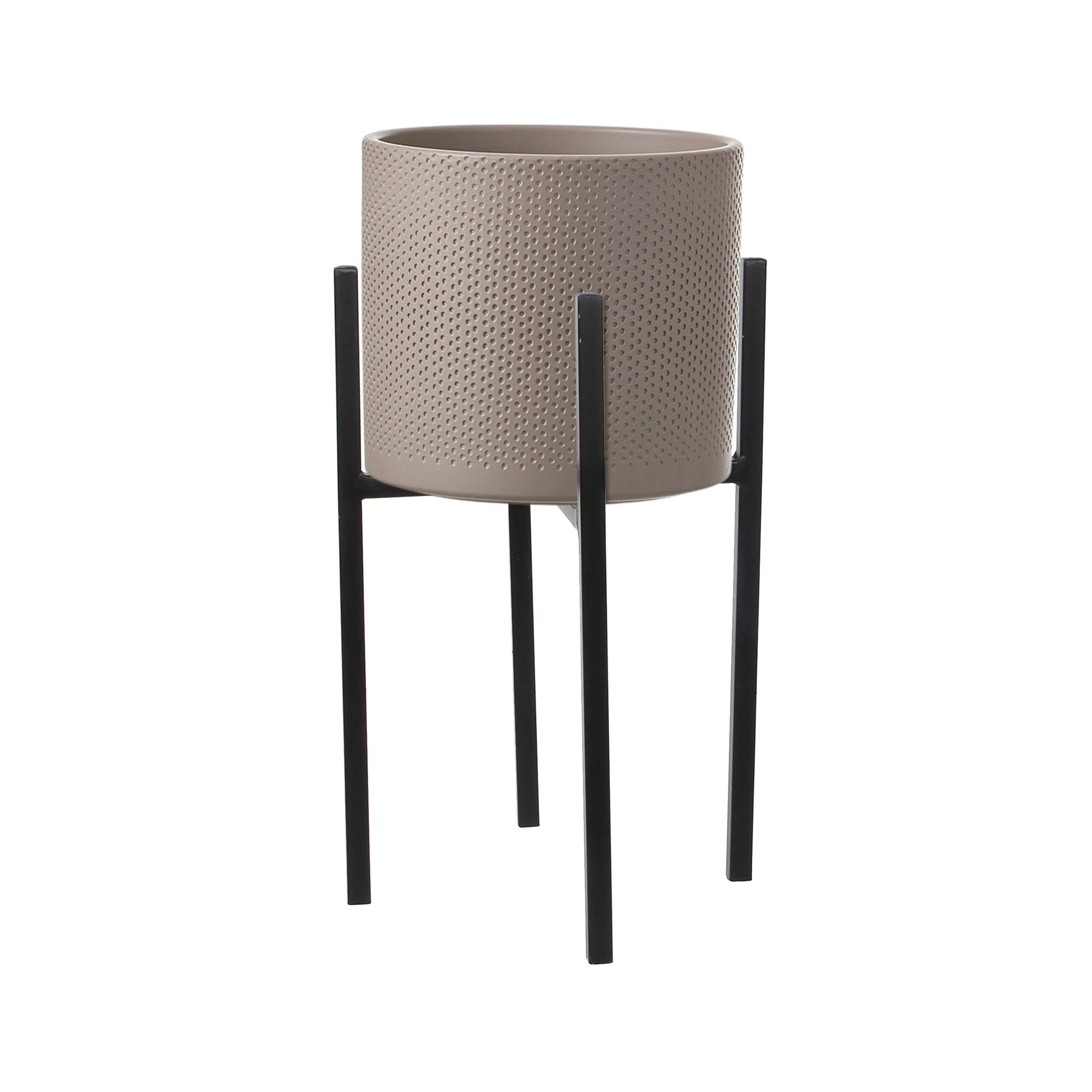 Buy Mica flower pot Era round grey with plant stand - Indoor pot ...