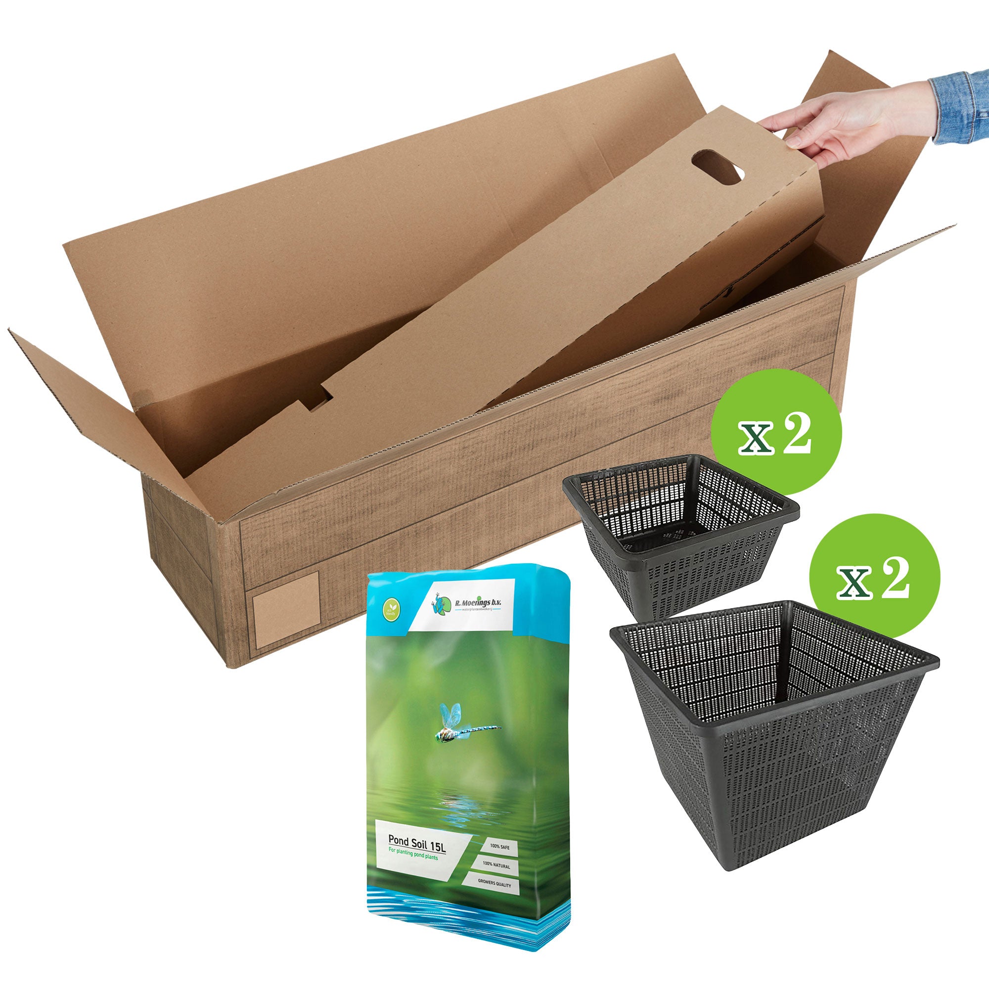 Buy 4x Pond basket square with Moerings pond soil | Bakker.com